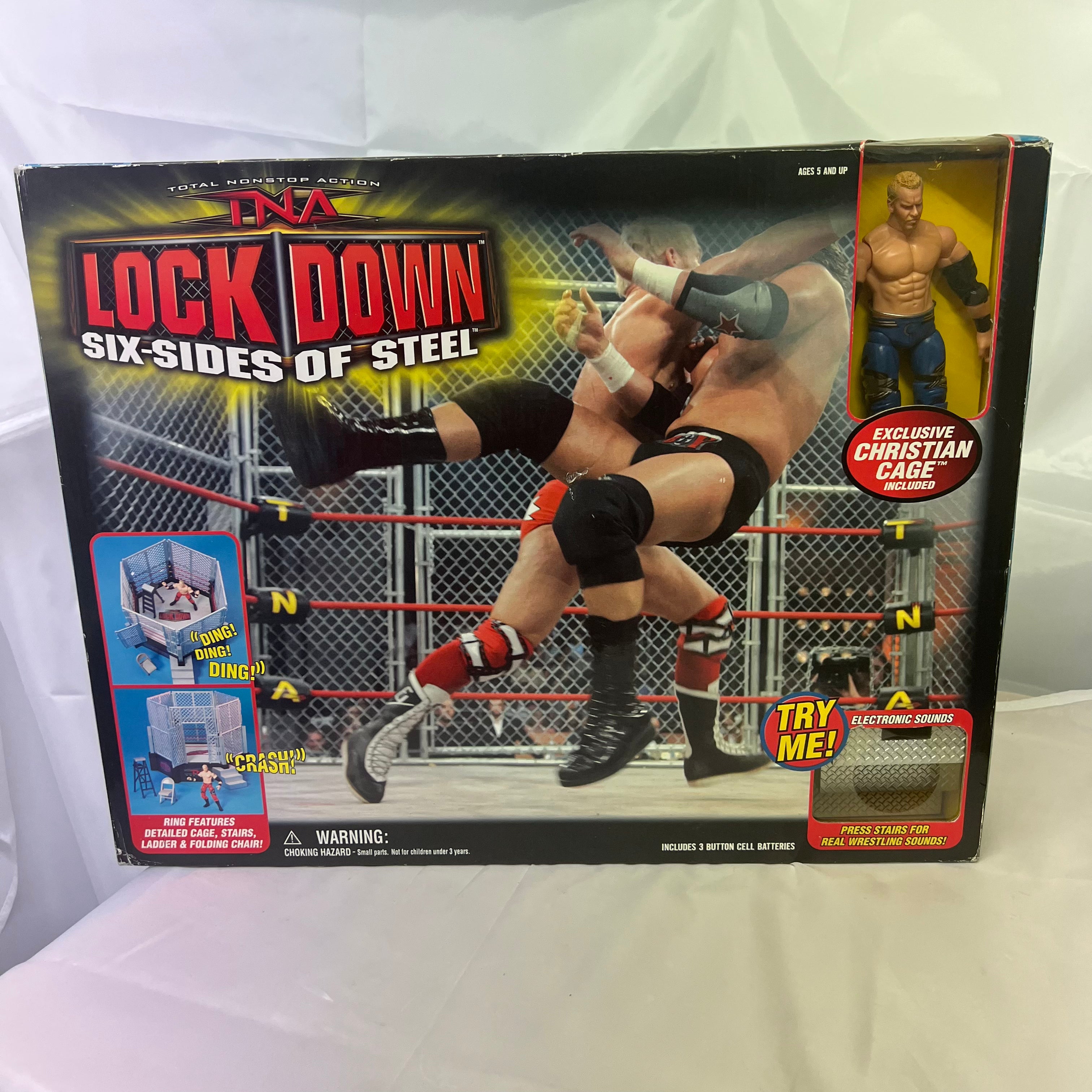 WWE TNA Impact Lock Down Six Sides Of Steel Wrestling Ring 2005 Marvel ...